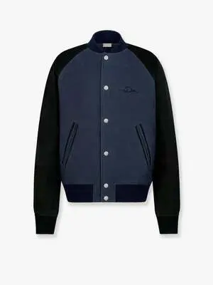 Dior Ribbon Embroidered Suede And Cotton Bomber Jacket - Multicolor