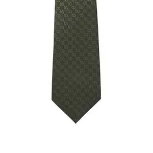 Gucci Olive Monogram Silk Neck Tie