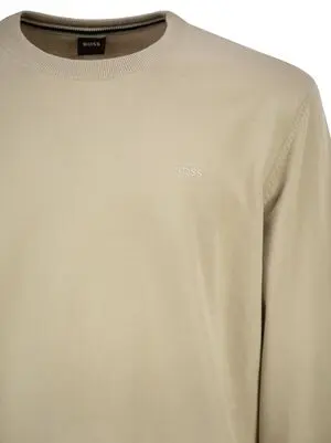 BOSS Cotton Crew Neck Sweater With Embroidered Logo