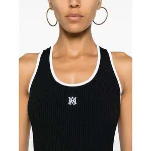 Amiri Ribbed Knit Contrasting Trim Mini Dress