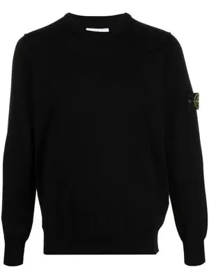 Stone Island Cotton Crewneck Sweater With Detachable Compass Badge - Multicolor