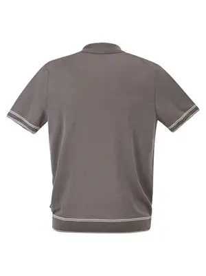 BOSS Linen And Viscose Polo Shirt With Zip And Contrast Trims