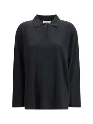 LISA YANG LISA YANG Caisa Cotton Blend Polo Sweater Gray
