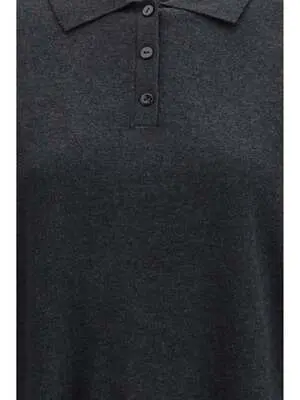 LISA YANG Caisa Cotton Blend Polo Sweater - Gray