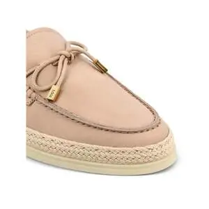 TOD'S Calfskin Rope Trim Loafers - Cream
