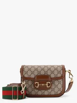 Gucci GUCCI Coated Canvas 1955 Horsebit Crossbody Bag With GG Supreme Motif Cream