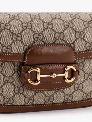 Gucci Coated Canvas 1955 Horsebit Crossbody Bag With Gg Supreme Motif - Cream