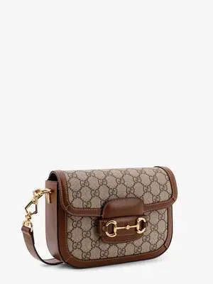 Gucci Coated Canvas 1955 Horsebit Crossbody Bag With Gg Supreme Motif - Cream