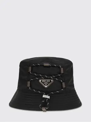 Prada Bucket Hat With Drawstring Detail - Black