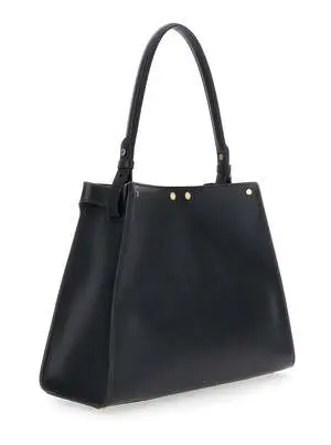 Fendi Way Tote Bag In Leather With Turn Lock - Black