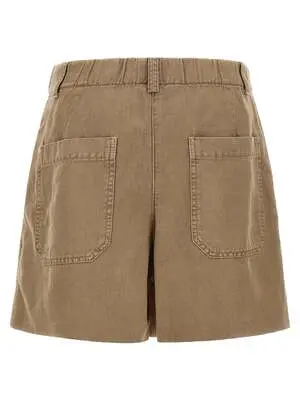 Brunello Cucinelli Baggy Cotton Linen Shorts - Brown