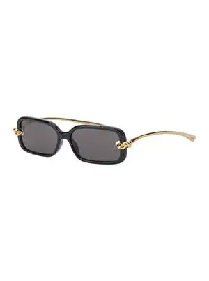 Bottega Veneta Rectangular Metal Sunglasses With Knot Detail - Black