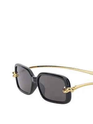 Bottega Veneta Rectangular Metal Sunglasses With Knot Detail - Black