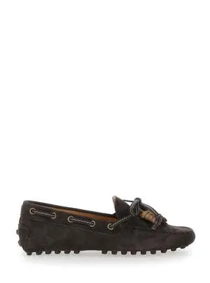 TOD'S Suede Mocassin Loafers With Rounded Toe In Leather - Multicolor