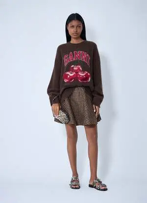 GANNI Brushed Knit Sweater With Graphic Motif