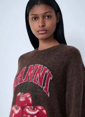 GANNI Brushed Knit Sweater With Graphic Motif