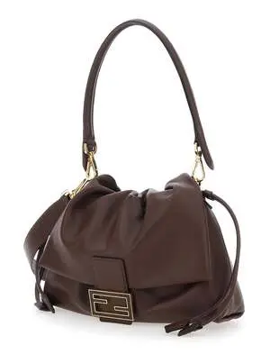 Fendi Mamma Baguette Medium Shoulder Bag With Ff Closure - Brown