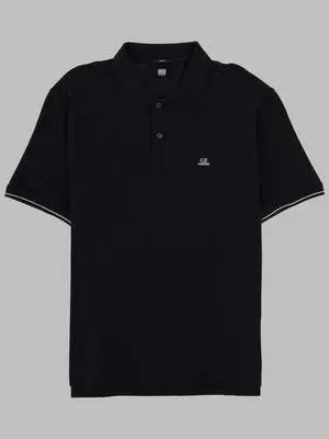 C.P. COMPANY Polo Col Logo - Black