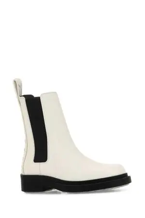 Bottega Veneta Ivory Leather Chelsea Ankle Boots