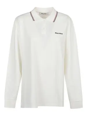 Miu Miu Long Sleeve Cotton Polo Shirt