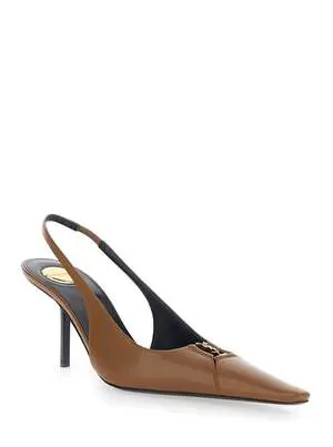 Saint Laurent Babylone" Leather Slingback Pumps - Brown