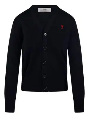 AMI Paris De Coeur Wool V-neck Cardigan