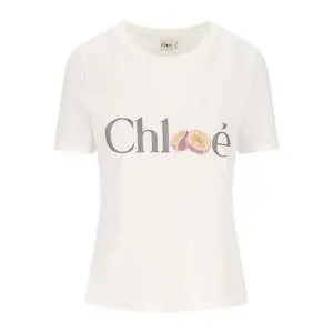 Chloé Organic Cotton Logo Detail T-shirt - Cream
