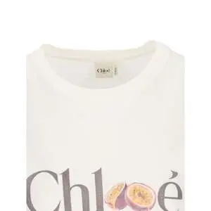 Chloé Organic Cotton Logo Detail T-shirt - Cream