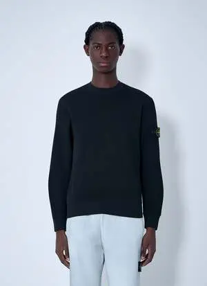 Stone Island Waffle-knit Crewneck Sweater - Black