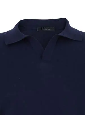 Tagliatore Blue Polo Shirt With Open Collar Without Buttons In Cotton For - Multicolor