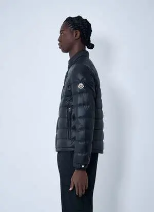 Moncler Padded Quilted Stand Collar Down Jacket - Black