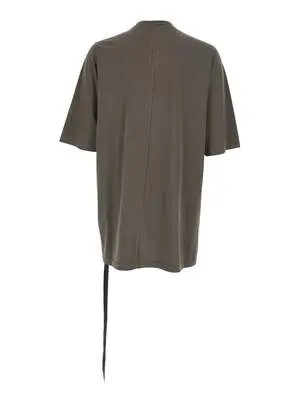 Rick Owens Grey Crew Neck T-shirt With Raised Collar In Cotton