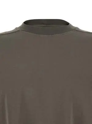 Rick Owens Grey Crew Neck T-shirt With Raised Collar In Cotton