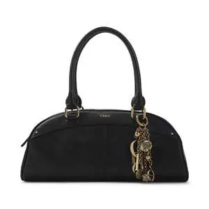 Chloé Calf Leather Handbag With Gold-tone Embellishments - Black