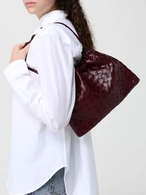 Bottega Veneta Burgundy Calfskin Woven Shoulder Bag