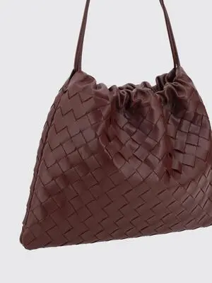 Bottega Veneta Burgundy Calfskin Woven Shoulder Bag - Red