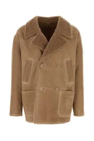 Fendi Camel Shearling Double-breasted Jacket - Brown