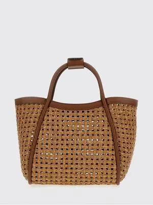 Max Mara Woven Tote Bag With Leather Trim