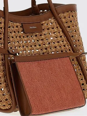 Max Mara Woven Tote Bag With Leather Trim