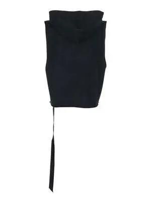 Rick Owens Sleeveless Cotton Hoodie With Fabric Pendant