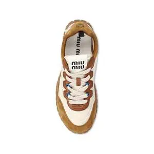 Miu Miu Paneled Suede And Recycled Polyamide Lace-up Sneakers