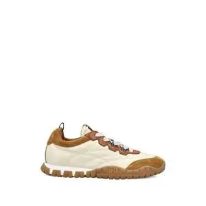 Miu Miu Paneled Suede And Recycled Polyamide Lace-up Sneakers - Cream