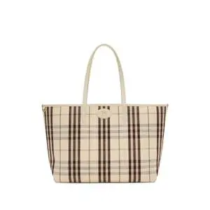 Burberry Reversible Check Tote Bag With Detachable Pouch - Cream