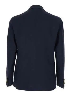 Tagliatore Blue Wool Double-breasted Jacket With Peak Lapels - Multicolor