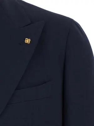 Tagliatore Blue Wool Double-breasted Jacket With Peak Lapels - Multicolor