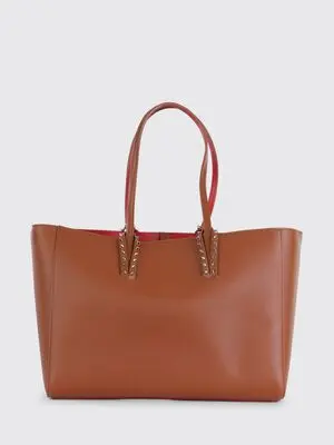 CHRISTIAN LOUBOUTIN Leather Shoulder Bag With Stud Embellishments - Brown