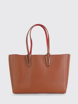 CHRISTIAN LOUBOUTIN Leather Shoulder Bag With Stud Embellishments - Brown