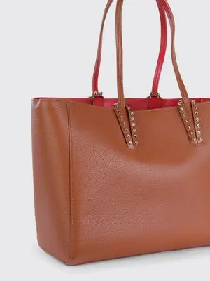 CHRISTIAN LOUBOUTIN Leather Shoulder Bag With Stud Embellishments - Brown