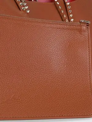 CHRISTIAN LOUBOUTIN Leather Shoulder Bag With Stud Embellishments - Brown