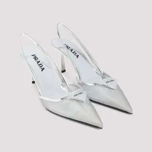 Prada Polyamide Slingback Pumps With Stiletto Heel - Silver